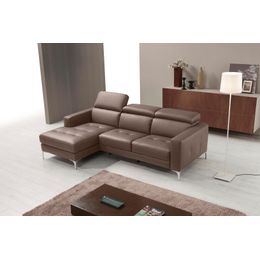 Ecksofa Egoitaliano "Matt, erstklassiger Sitzkomfort, aufwendige Detailverarbeitung, L-Form", braun (chocolate), B:247cm H:100cm, Leder &raquo;BULL&laquo; (echtes Rindsleder). Geschliffenes, pigmentiertes und behandeltes Rindsleder mit einer Dicke von 1, 3-1, 5 mm. Dieses Leder zeigt eine ziemlich weiche Hand mit einem halb undurchsichtigen Aussehen. Es handelt sich um ein gesch&uuml;tztes Leder. Eine leichte Deck