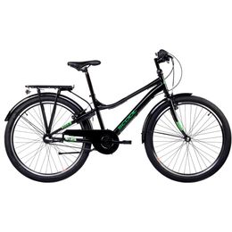 S'COOL Jugendfahrrad S&rsquo;COOL "S'COOL troX" Gr. 38, schwarz (schwarz, neon gelb), Fahrr&auml;der, Kinder, 38cm, 26 Zoll (66,04cm), 26 Zoll, Jugendliche, mit Gep&auml;cktr&auml;ger und Schutzblech