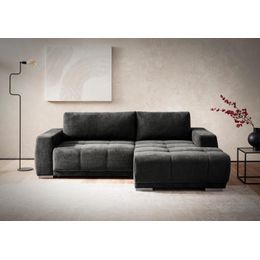 Ecksofa Home Affaire "Bolero L-Form", schwarz, B:241cm H:66cm T:165cm, 100% POLYESTER (PES), Sofas, Ecksofa, wahlweise mit Bettfunktion & Bettkasten