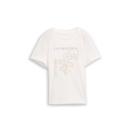 Tom Tailor T-Shirt Damen Gr&ouml;&szlig;e XL beige / schlammfarben / wei&szlig;