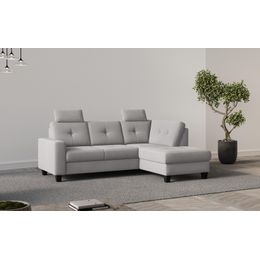 Ecksofa Home Affaire "Varese", silber, B:226cm H:91cm T:170cm, 90% Polyester 10% Polyamid, Sofas, Ecksofa, wahlweise mit Bettfunktion und Bettkasten