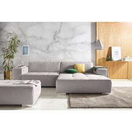 Ecksofa Home Affaire "Sapporo L-Form", grau, B:293cm H:78cm T:172cm, Struktur fein (100% Polyester);Luxus-Microfaser weich (90% Polyester, 10% Polyacryl);Struktur impr&auml;gniert (100% Polyester), Sofas, Ecksofa, wahlweise Bettfunktion oder Sitztiefenverstellung, Federkern