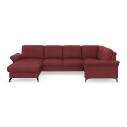 Wohnlandschaft Home Affaire "Calando U-Form", lila (chianti), B:326cm H:91cm T:188cm, 100% Polyester, Sofas, Wohnlandschaft, wahlweise mit Bettfunktion, Bettkasten und Armteilfunktion