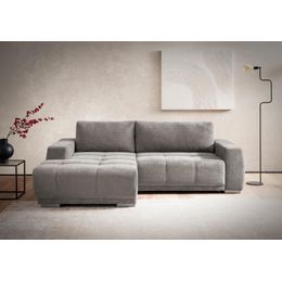 Ecksofa Home Affaire "Bolero L-Form", grau (elephant), B:241cm H:66cm T:165cm, 100% POLYESTER (PES), Sofas, Ecksofa, wahlweise mit Bettfunktion & Bettkasten