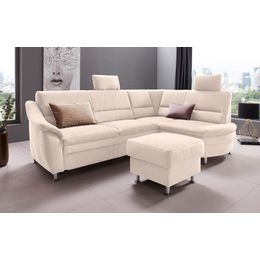 Ecksofa Home Affaire "Cardoso L-Form", beige (creme), B:250cm H:90cm T:175cm, Struktur impr&auml;gniert (100% Polyester);Luxus-Microfaser ALTARA NUBUCK (100% Polyester);Struktur (52% Polyester, 35% Polyacryl, 13% Baumwolle);Luxus-Microfaser weich (90% Polyester, 10% Polyamid), Sofas, Ecksofa, Federkern, wahlweise mit Bett, Schubkasten