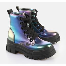 Schn&uuml;rboots Buffalo "ASPHA LACE UP HI", Damen, Gr. 39, bunt (multicolor), Lederimitat, Schuhe Schn&uuml;rboots, Schn&uuml;rboots, Freizeitschuh, Plateauboots mit modischem Farbverlauf