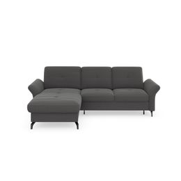 Ecksofa Home Affaire "Calando L-Form", grau, B:258cm H:91cm T:165cm, 90% Polyester 10% Polyamid, Sofas, Ecksofa, wahlweise mit Bettfunktion, Bettkasten und Armteilfunktion