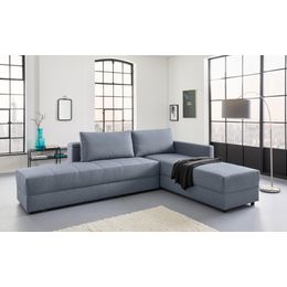 Ecksofa "LooksIII L-Form", grau (dunkelgrau), B:287cm T:229cm, Struktur (100% Polyester);Feinstruktur (100% Polyester), LOOKS by Wolfgang Joop, Sofas, Ecksofa, durch Drehfunktion zum Bett wandelbar, inklusive Staufach