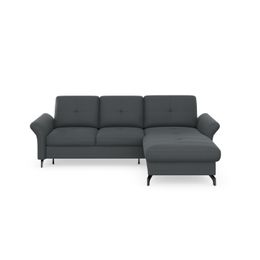 Ecksofa Home Affaire "Calando L-Form", grau (dunkelgrau), B:258cm H:91cm T:165cm, 100% Polyester, Sofas, Ecksofa, wahlweise mit Bettfunktion, Bettkasten und Armteilfunktion