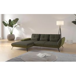 Ecksofa OTTO HOME "Mikado L-Form", gr&uuml;n (dunkelgr&uuml;n), B:276cm H:88cm T:183cm, 100% Polyester, Sofas, Ecksofa, inkl. Sitztiefenverstellung und Armteilverstellung