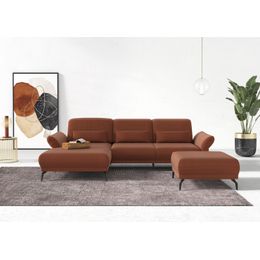 Ecksofa Home Affaire "Coco L-Form", rosa (kupfer), B:284cm H:88cm T:196cm, 95% Polyester, 5% Polyamid, Sofas, Ecksofa, Sitztiefen-, Arm- und Kopfteilverstellung, Cord-Bezug, Fu&szlig;h&ouml;he 15 cm