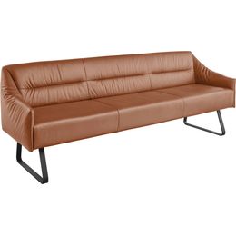 Essbank Musterring "JustB SP500", gelb (honey), B:232cm H:86cm T:70cm, Sitzb&auml;nke, Essbank, Metallkufe schwarz, verschiedene Farben, Breite 220 oder 250 cm