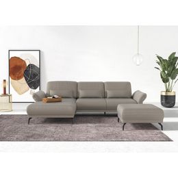 Ecksofa Home Affaire "Coco L-Form", grau (steel), B:284cm H:88cm T:196cm, 95% Polyester, 5% Polyamid, Sofas, Ecksofa, Sitztiefen-, Arm- und Kopfteilverstellung, Cord-Bezug, Fu&szlig;h&ouml;he 15 cm