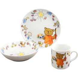 Kindergeschirr-Set Creatable "Teddy", bunt, 3 Stk., Porzellan, Geschirr-Sets, Made in Europe, 3 Teile, f&uuml;r 1 Person
