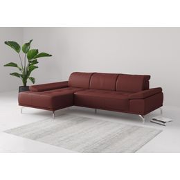 Ecksofa Home Affaire "Caluna", rot (merlot), B:280cm H:81cm T:174cm, Sofas, Ecksofa, Inkl.Sitztiefenverstellung, wahlweise mit Kopf- und Armteilverstellung