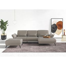 Ecksofa Home Affaire "Coco L-Form", grau (steel), B:284cm H:88cm T:196cm, 95% Polyester, 5% Polyamid, Sofas, Ecksofa, Sitztiefen-, Arm- und Kopfteilverstellung, Cord-Bezug, Fu&szlig;h&ouml;he 15 cm