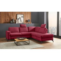 Ecksofa Home Affaire "Lolland L-Form", rot (bordeaux), B:249cm H:88cm T:212cm, Struktur impr&auml;gniert - feucht abwischbar (100% Polyester);Struktur Flausch (90% Polyester, 10% Polyamid);Luxus-Microfaser ALTARA NUBUCK (100% Polyester), Sofas, Ecksofa, Wahlweise mit Bettfunktion und Stauraum, auch mit abwischbarem Bezug