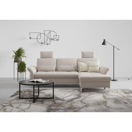 Ecksofa Home Affaire "Palm Beach L-Form", grau (elephant), B:269cm H:89cm T:175cm, 100%Polyester, Sofas, Ecksofa, Federkern, mit Sitztiefenverstellung, wahlweise mit Bettfunktion