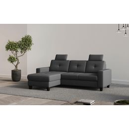 Ecksofa Home Affaire "Varese", grau (dunkelgrau), B:239cm H:91cm T:164cm, 95%Polyester 5%Polyamid, Sofas, Ecksofa, wahlweise mit Bettfunktion und Bettkasten