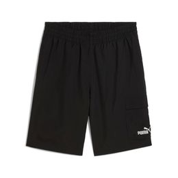 Shorts Puma "ESS NO. 1 LOGO WOVEN CARGO SHORTS 9"", Herren, Gr. M, N-Gr, schwarz (Puma schwarz), Obermaterial: 100% Polyester, unifarben, regular fit kniefrei, Hosen Shorts, mit Eingrifftaschen, elastischer Bund mit innenliegendem Kordelzug