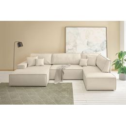 Wohnlandschaft OTTO HOME "FINNLEY U-Form XXL 329 cm - OTTO. Verl&auml;ssliche Qualit&auml;t.", beige (creme), B:329cm H:85cm T:195cm, Bezugstoff 100% PES ;Atmungsaktives Gewebe ;Easy Clean ;Gramatur 340g/ qm +/- 5%, Sofas, Wohnlandschaft, Schlafsofa, Bettkasten, in Boucl&eacute;, Struktur fein und Mega Cord, Topseller