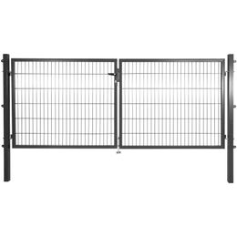Zaundoppelt&uuml;r Arvotec "ESSENTIAL", grau (anthrazit), B:300cm H:120cm, Metall, Tore, Breite: 300 cm, H&ouml;he: 80 - 200 cm, zum Einbetonieren