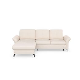Ecksofa Home Affaire "Calando L-Form", beige (creme), B:258cm H:91cm T:165cm, 100% Polyester, Sofas, Ecksofa, wahlweise mit Bettfunktion, Bettkasten und Armteilfunktion