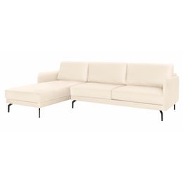 Ecksofa "CR.450, Designecksofa, L-Form", wei&szlig; (perlwei&szlig; 534, 12), B:274cm H:85cm T:178cm, Chenille COCO (72% Polyester 15% Baumwolle 13% Polyacryl);Leder OSKAR, CREATION BY ROLF BENZ, Sofas, Ecksofa, Armlehne sehr schmal, Breite 274 cm, Alugussfu&szlig; Umbragrau