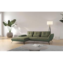 Ecksofa OTTO HOME "Mikado L-Form", gr&uuml;n (olive), B:276cm H:88cm T:183cm, 100% Polyester, Sofas, Ecksofa, inkl. Sitztiefenverstellung und Armteilverstellung