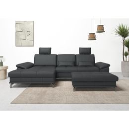 Ecksofa OTTO HOME "Costello L-Form, B: 301 cm mit Sitztiefen-, Armteilverstellung &", schwarz, B:301cm H:89cm T:176cm, Luxus-Microfaser (90% Polyester, 10% Polyamid);Samtoptik (100% Polyester), Sofas, Ecksofa, 3 Nierenkissen, optional Bettfunktion & Bettkasten, Topseller