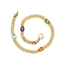 Goldarmband Jobo, gelb (gelbgold 585), Armb&auml;nder, Damen, 19cm, Gelbgold 585, Goldarmband, 585 Gold Amethyst Aquamarin Citrin Peridot 19 cm