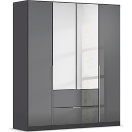 Dreht&uuml;renschrank OTTO HOME "Kleiderschrank Kleiderschr&auml;nke Schrank Garderobe AGORDO mit Glasfront", grau (graumetallic, glas basalt), B:181cm H:210cm T:54cm, Holzwerkstoff, Schr&auml;nke, Dreht&uuml;renschrank, mit Au&szlig;enschubk&auml;sten, in 7 Breiten und 2 H&ouml;hen MADE IN GERMANY