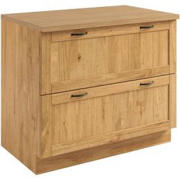 Unterschrank Home Affaire "Teramo", natur, B:100cm H:85cm T:60cm, Massivholz, Schr&auml;nke, Unterschrank, Breite 100 cm, 2 Schubk&auml;sten