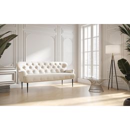 3-Sitzer Home Affaire "Amber", beige (creme), B:193cm H:97cm T:87cm, 90% Polyester, 10% Polyamid, Sofas, mit Knopfheftung,in verschieden Stoffarten