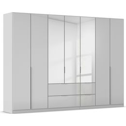 Dreht&uuml;renschrank OTTO HOME "Kleiderschrank Kleiderschr&auml;nke Schrank Garderobe AGORDO mit Glasfront", grau (seidengrau, glas seidengrau), B:315cm H:229cm T:54cm, Holzwerkstoff, Schr&auml;nke, Dreht&uuml;renschrank, mit Au&szlig;enschubk&auml;sten, in 7 Breiten und 2 H&ouml;hen MADE IN GERMANY