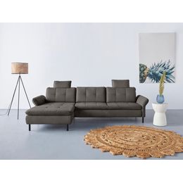 Ecksofa Home Affaire "Birkholm L-Form", grau, B:267cm H:83cm T:174cm, 98% Polyester 2% Polyamid, Sofas, Ecksofa, Armlehnverstellung, auch in Easy Clean Bezug - mit Wasser zu reinigen