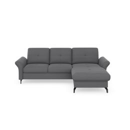 Ecksofa Home Affaire "Calando L-Form", grau, B:258cm H:91cm T:165cm, 92% Polyester 8% Polyamid, Sofas, Ecksofa, wahlweise mit Bettfunktion, Bettkasten und Armteilfunktion