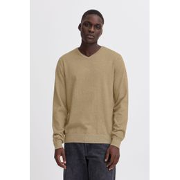 Strickpullover Blend "BHBRUTON V-neck", Herren, Gr. 3XL, cornstalk, 100% Polyester, meliert, Basic, regular fit normal, V-Ausschnitt, eng, Pullover Strickpullover, Stilvoller Strickpullover mit V-Ausschnitt