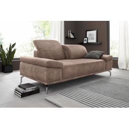 3-Sitzer Home Affaire "Caluna", grau (taupe), B:212cm H:97cm T:111cm, Luxus-Microfaser Vintageoptik (100% Polyester);Flachgewebe Mura: (100% Polyester);Luxus-Mikrofaser (90% Polyester, 10% Polyamid), Sofas, mit Sitztiefen- und Kopfteilverstellung