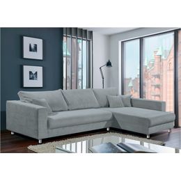 Ecksofa Home Affaire "153", beige (grau), B:252cm H:89cm, 92% Polyester / 8% Nylon, Sofas, Ecksofa, Inkl. Schlaffunktion und gro&szlig;en Strauraum
