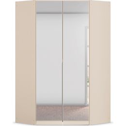 Eckkleiderschrank OTTO HOME "Kleiderschrank Schrank Ankleidezimmer Schlafzimmer Garderobe AGORDO", beige (beige (champagner)), B:117cm H:210cm T:117cm, Holzwerkstoff, Schr&auml;nke, Eckkleiderschrank, mit Spiegelt&uuml;ren, voll ausgestattet mit viel Stauraum MADE IN GERMANY
