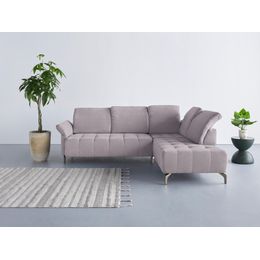 Ecksofa Home Affaire "Fresh L-Form", grau (anthrazit), B:260cm H:79cm T:220cm, 100% Polyester, Sofas, Ecksofa, Federkern, wahlweise Kopfteilverstellung und motorischer Vorziehsitz