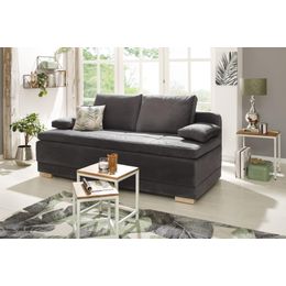 Schlafsofa OTTO HOME "Berlin", grau (dunkelgrau), B:202cm H:99cm T:98cm, Samtoptik (100% Polyester), Sofas, Schlafsofa, Dauerschl&auml;fer mit Boxspringfederung, Bettfunktion und Bettkasten