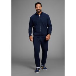 MAN'S WORLD Sweatjacke MAN'S WORLD "Jogginganzug", Damen, Gr. 5XL, blau (marine), Sweatware, Obermaterial: 60% Baumwolle, 40% Polyester, unifarben, normal, Rippb&uuml;ndchen, Sweatjacken Sweatjacke, f&uuml;r Sport und Freizeit auch in Grosse Gr&ouml;&szlig;en