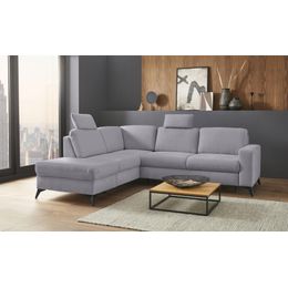 Ecksofa Home Affaire "Lolland L-Form", grau, B:249cm H:88cm T:212cm, Struktur impr&auml;gniert - feucht abwischbar (100% Polyester);Struktur Flausch (90% Polyester, 10% Polyamid);Luxus-Microfaser ALTARA NUBUCK (100% Polyester), Sofas, Ecksofa, Wahlweise mit Bettfunktion und Stauraum, auch mit abwischbarem Bezug