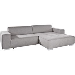 Ecksofa Home Affaire "Sapporo L-Form", grau, B:293cm H:78cm T:172cm, Struktur fein (100% Polyester);Luxus-Microfaser weich (90% Polyester, 10% Polyacryl);Struktur impr&auml;gniert (100% Polyester), Sofas, Ecksofa, wahlweise Bettfunktion oder Sitztiefenverstellung, Federkern