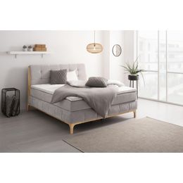 Boxspringbett OTTO HOME "Jelle", silber (silberfarben), B:181cm L:216cm, Komplettbetten, Boxspringbett, zertifizierte, recycelte Bezugsstoffe, verschiedene Ausf&uuml;hrungen