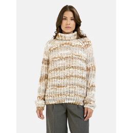 Smith & Soul SMITH & SOUL Damen Rollkragenpulloverbeige melange print, Gr. S, gestreift, Material: 64% Polyacryl, 15% Polyamid, 14% Wolle, 7% Alpaka, Pullover,