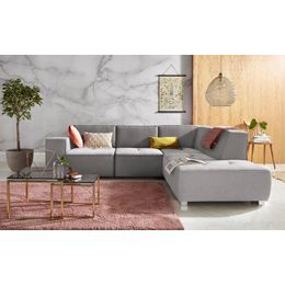 Ecksofa Home Affaire "Sapporo L-Form", grau, B:272cm H:78cm T:222cm, Struktur fein (100% Polyester);Luxus-Microfaser weich (90% Polyester, 10% Polyacryl);Struktur impr&auml;gniert (100% Polyester), Sofas, Ecksofa, wahlweise Bettfunktion oder Sitztiefenverstellung, Federkern
