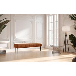 2,5-Sitzer Home Affaire "Amber", braun (cognac), B:139cm H:52cm T:54cm, 100% Polyester, Sofas, mit Knopfheftung,in verschieden Stoffarten